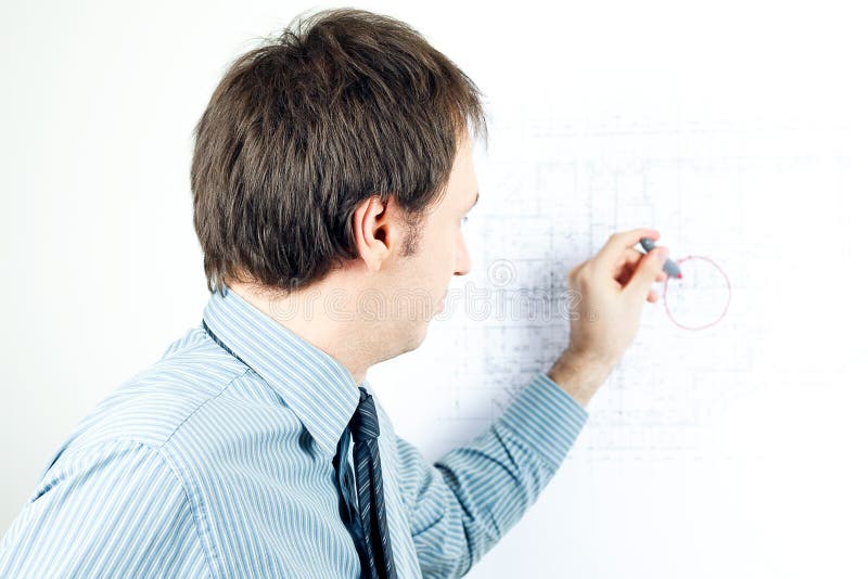 Man Architect Presenting a Project Stock Image - Image of head ...