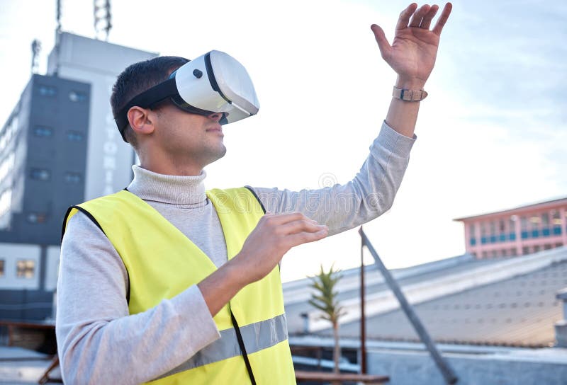 Man, Architect and VR in the City for Construction, Simulation or ...