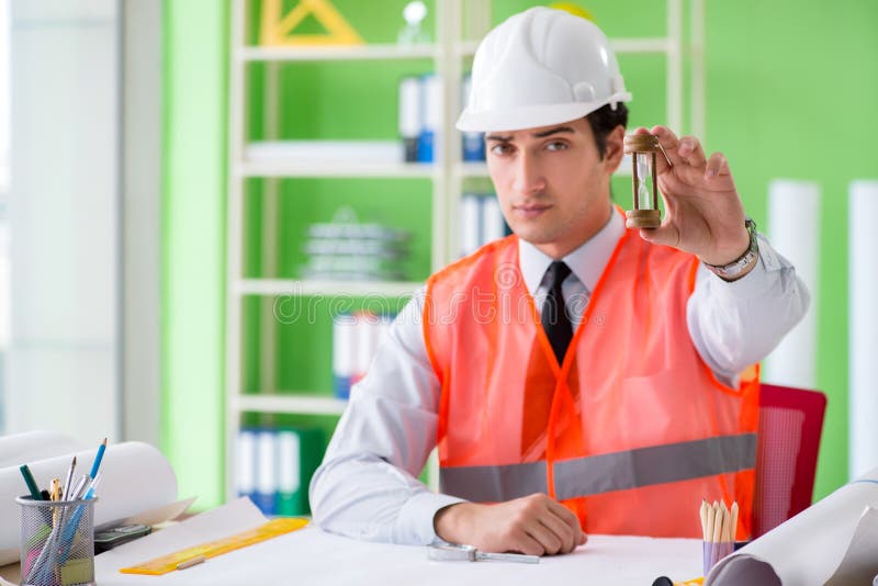 The Man Architect Working on the Project Stock Image - Image of ...