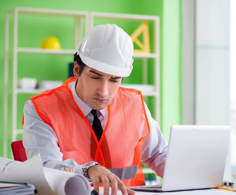 Man Architect Working on the Project Stock Image - Image of draft ...