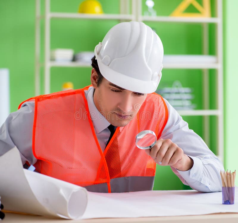 Man Architect Working on the Project Stock Image - Image of industrial ...