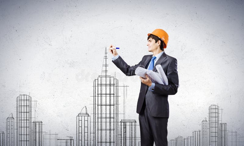 Man architect stock photo. Image of model, estate, helmet - 51709204