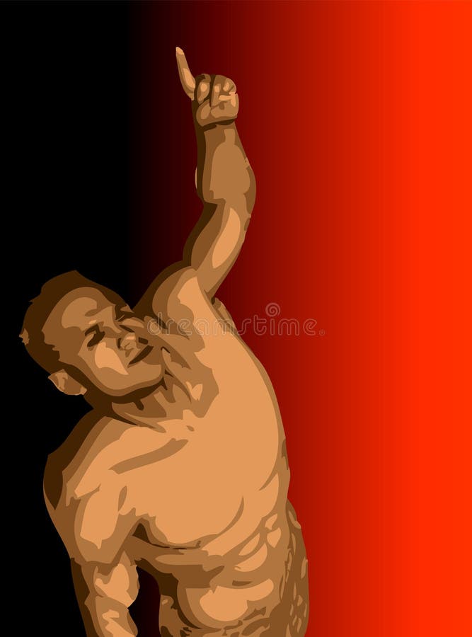 Man with Arm Raised and Finger Pointing. Stock Illustration ...