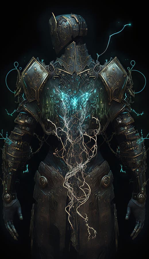 A Man in Armor with a Lightning Bolt on His Chest. Stock Illustration ...