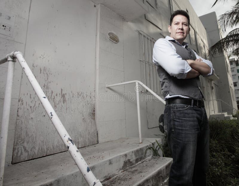 Man Reaching Down Towards the Camera Stock Photo - Image of building ...