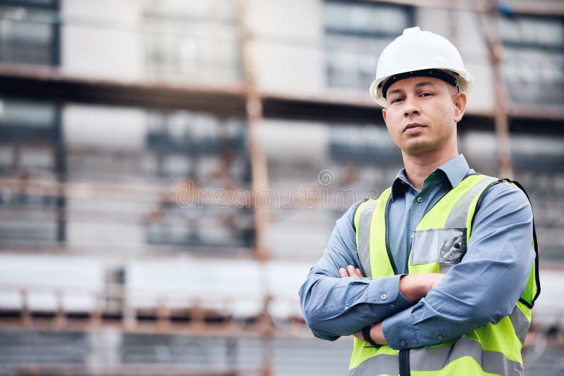 Man, Arms Crossed and Portrait with Architect on Construction Site ...