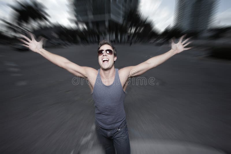 Man with arms outstretched stock image. Image of attractive - 13079679