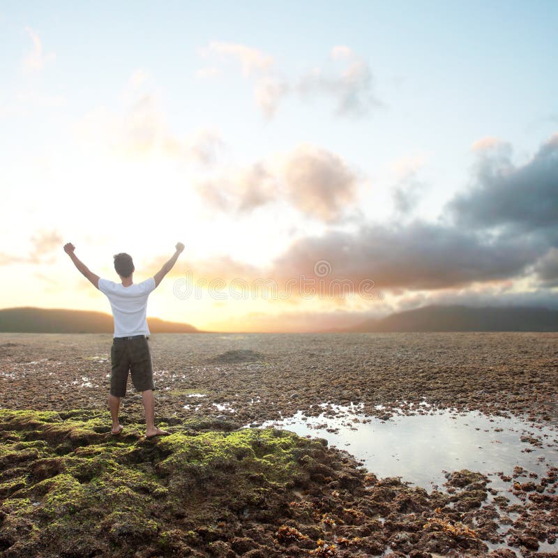 Man with arms raised stock image. Image of good, person - 26505097