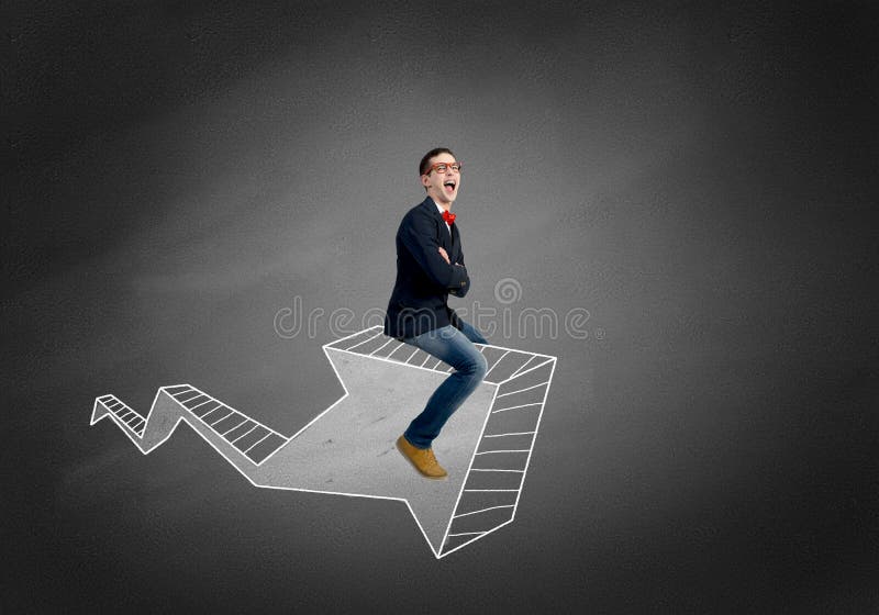 Man on arrow graph stock image. Image of graph, finance - 70711007