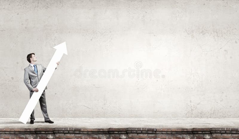 Man with Arrow in His Hands Stock Photo - Image of sign, people: 56599422