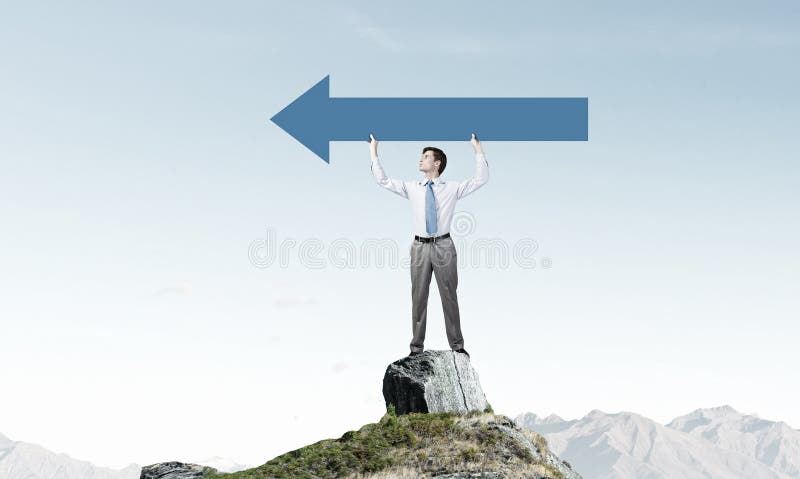 Man with Arrow in His Hands Stock Image - Image of symbol, vision: 56910417