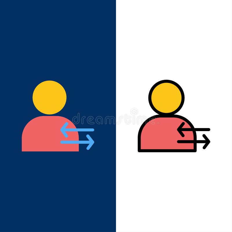Man, Arrow, Left, Right Icons. Flat and Line Filled Icon Set Vector ...