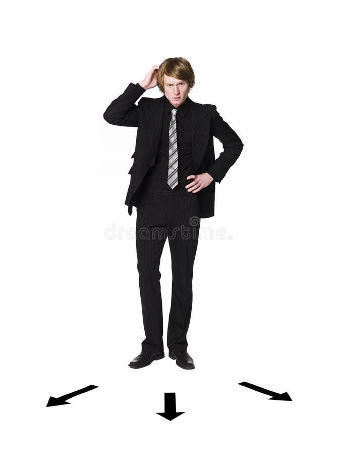 Man and arrows stock photo. Image of thoughtful, arrow - 8809006