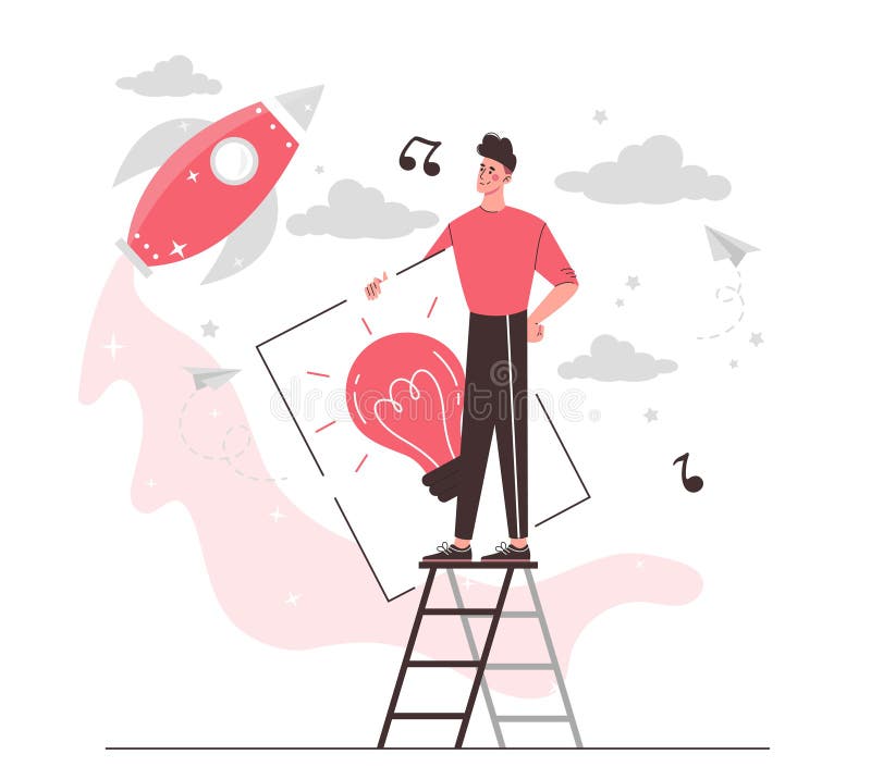 Man with art stock illustration. Illustration of brainstorming - 268786337