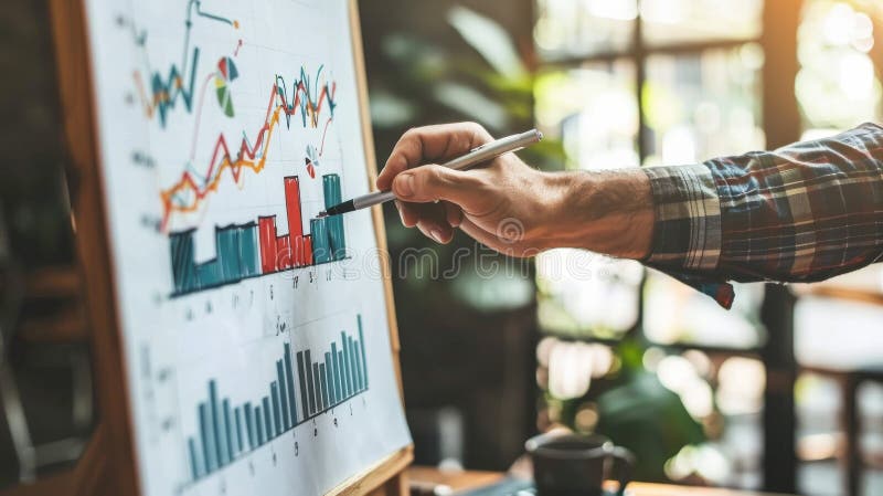 A Man is Artfully Painting a Graph on a Whiteboard with a Brush, Using ...