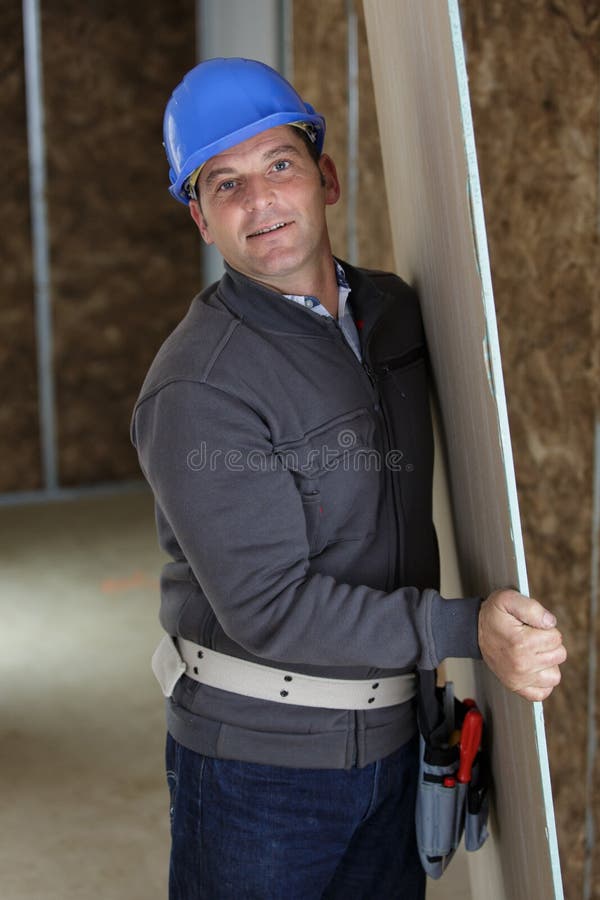 Man As Builder Carrying Wood and Working Stock Photo - Image of builder ...