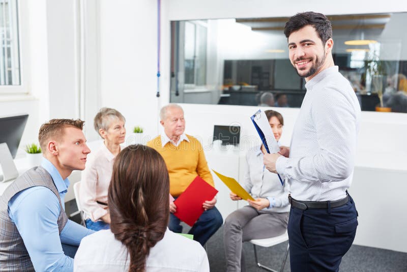 Man As Coach in Team Building Workshop Stock Photo - Image of coach ...