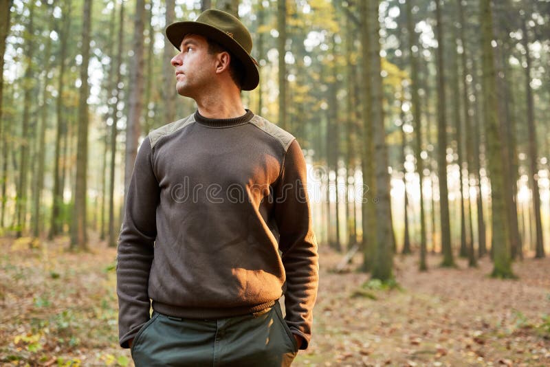 Man As a Forester or Forestry Worker in the Forest Stock Photo - Image ...