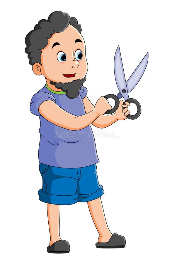 The Man As the Gardener is Holding the Grass Cutter Stock Vector ...