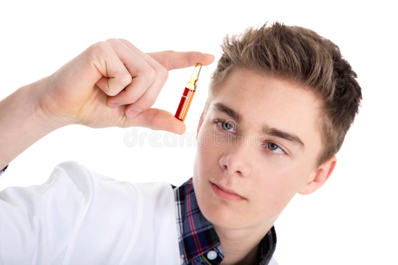 Man As a Laboratory Assistant with Test Tubes Stock Image - Image of ...