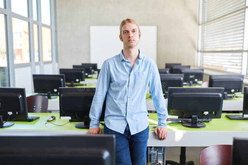 Man As it Programmer in Computer Course Stock Image - Image of ...