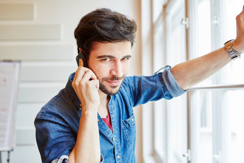 Man As a Student Using Smartphone Stock Image - Image of entrepreneur ...