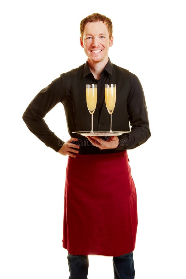 Man As a Waiter Holding a Tray Stock Image - Image of apprenticeship ...