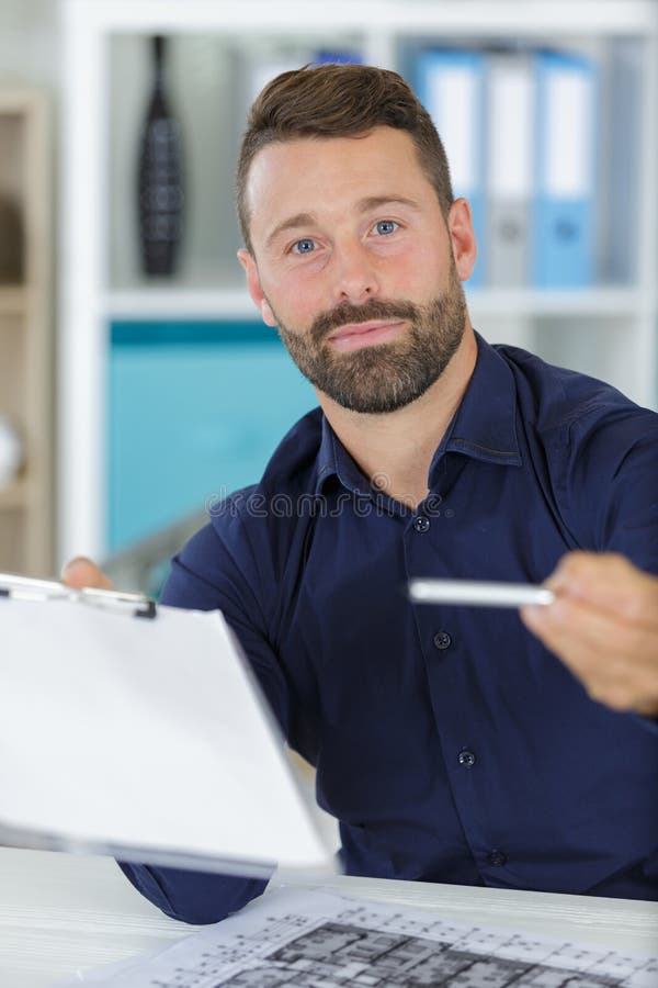 Man ask to sign invoice stock photo. Image of signing - 158695416