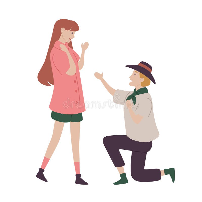 Man Ask Woman for Her Hand in Marriage. Stock Vector - Illustration of ...