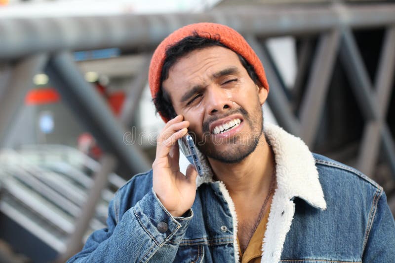 Man Asking for Help on the Phone while Crying Stock Photo - Image of ...