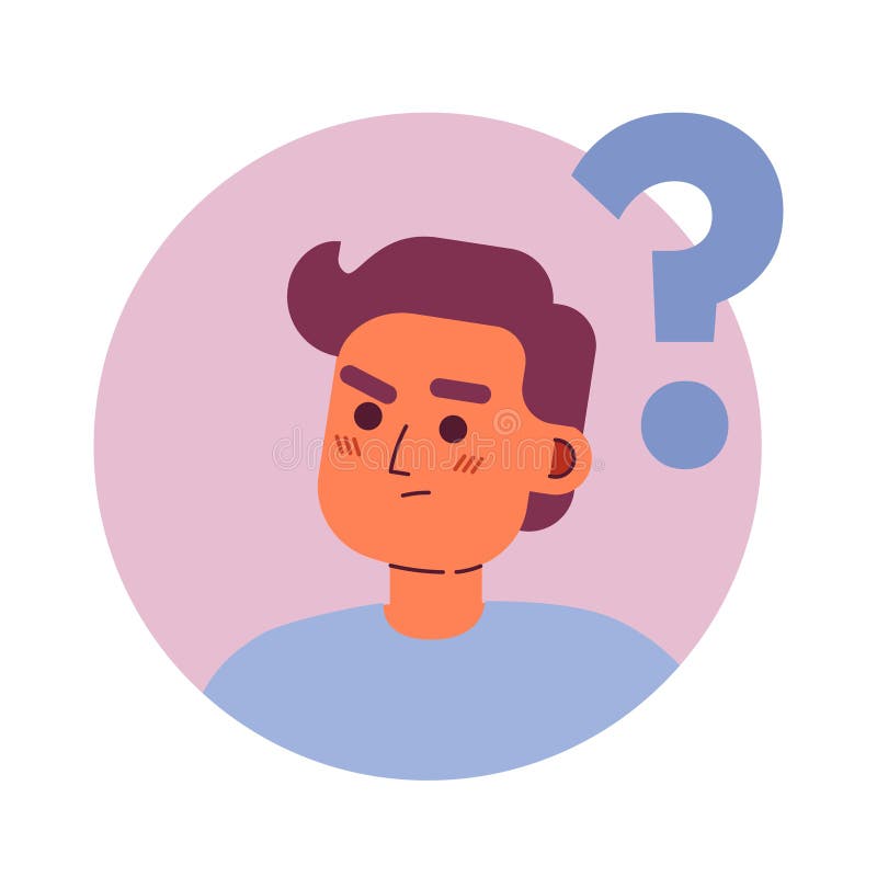 Man Asking Question Semi Flat Color Vector Character Avatar Stock ...