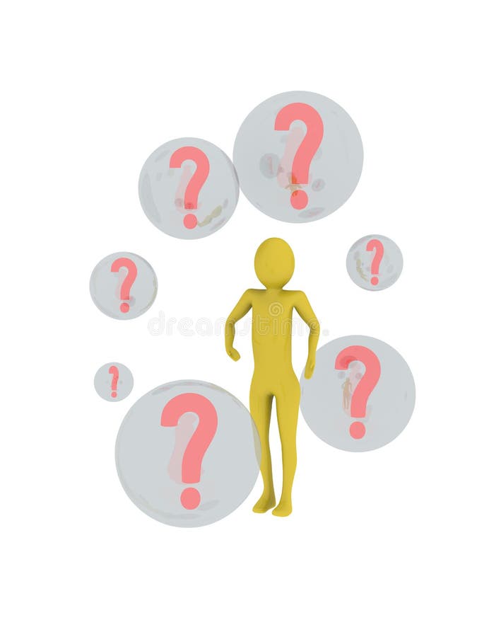 Man with Asking Sign Bubbles Stock Illustration - Illustration of ...