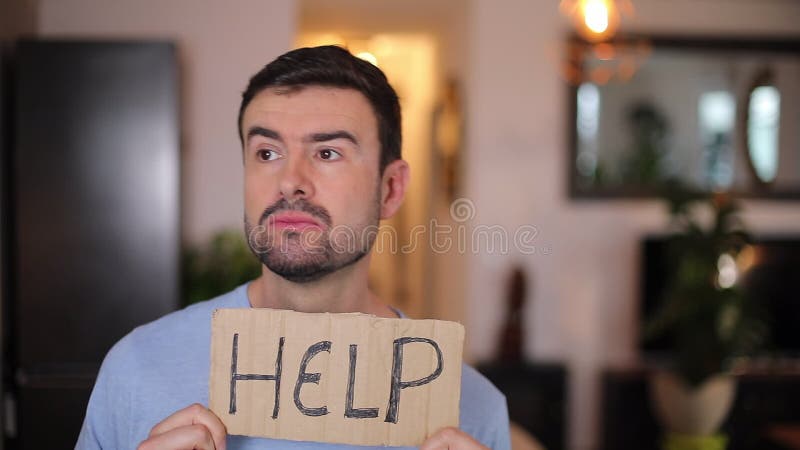 Man asking for some help stock video. Video of home - 371715413