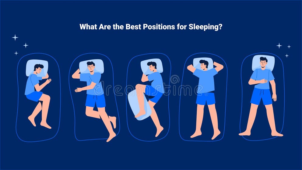 A Man is Asleep in Bed. Variations of Different Sleeping Positions. Top ...