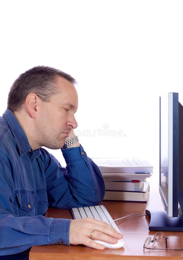 Tired computer guy stock photo. Image of sleeping, late - 29851476