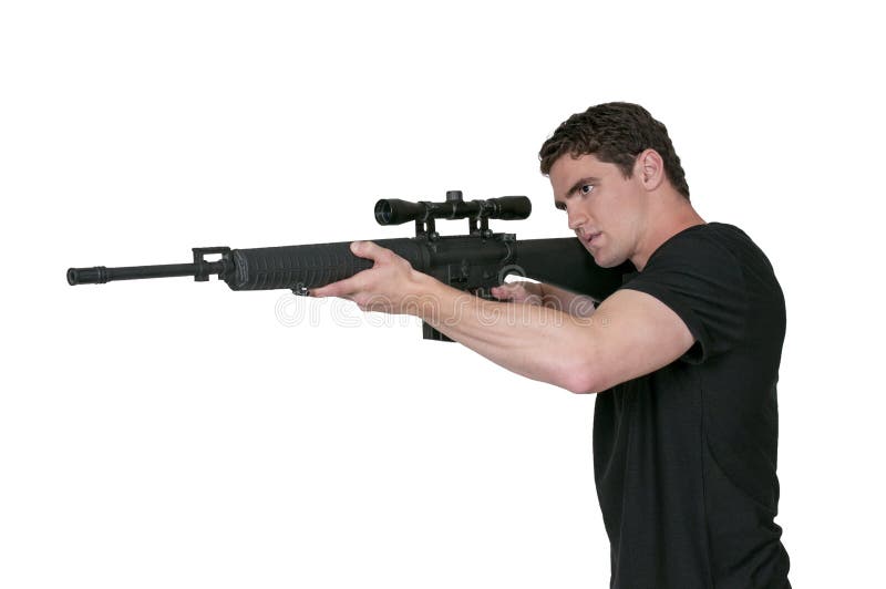 Man with Assault Rifle stock image. Image of defend, assault - 56834549