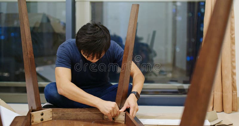 Man assemble the table stock photo. Image of craft, asia - 142428678