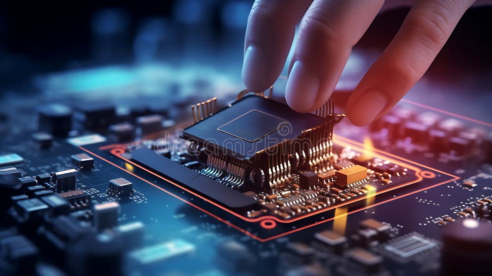 A Man is Assembling Components To Build a Computer. he is Putting the ...