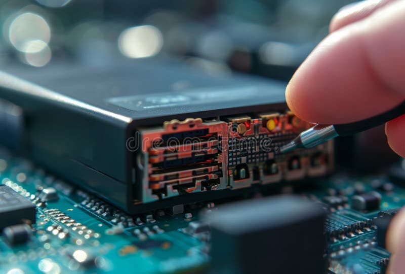 Man is Assembling Equipment. a Detailed Shot of an Individual Holding a ...