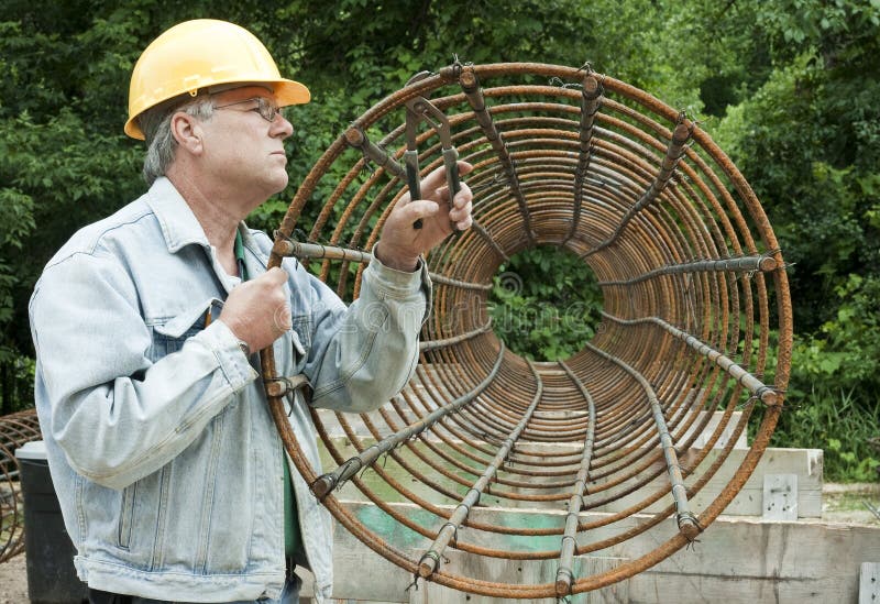 Man assembling rebar forms stock image. Image of rebar - 25408161