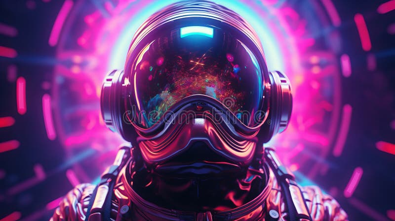 Man Astronaut Space Suit Standing Front Neon Pink Background Stock ...