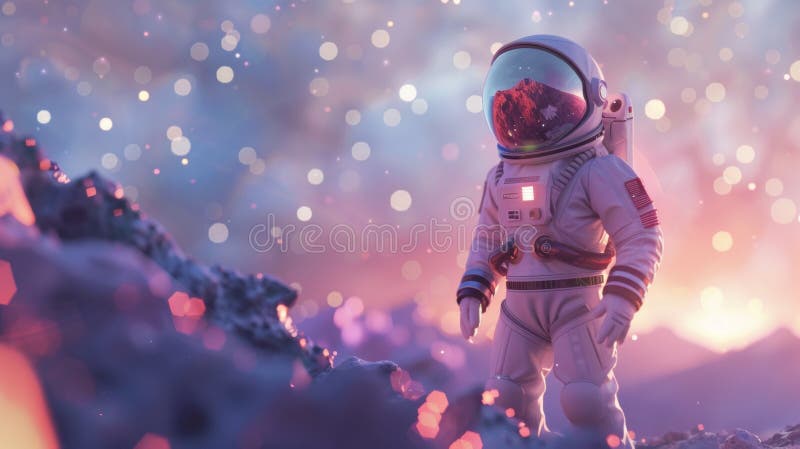 A Man in an Astronaut Suit Standing on a Moon Like Surface, AI Stock ... A Man in an Astronaut Suit Standing on a Moon Like Surface, AI Stock ...