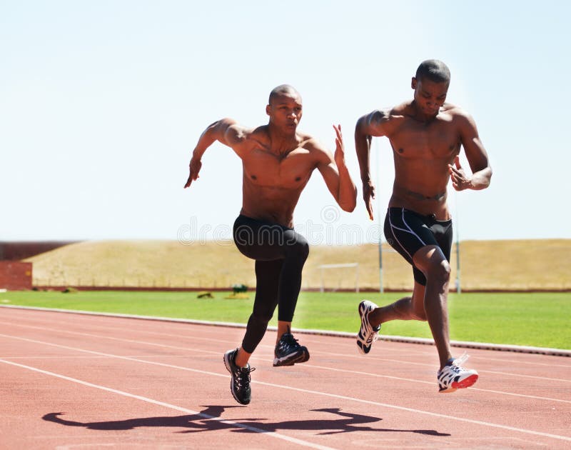 Man, Athlete and Running on Track for Race, Practice or Training for ...