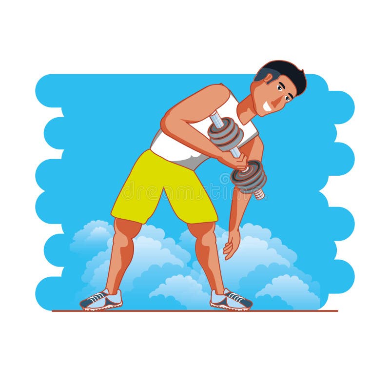 Man Athlete Training Weight Lifting Stock Vector - Illustration of ...