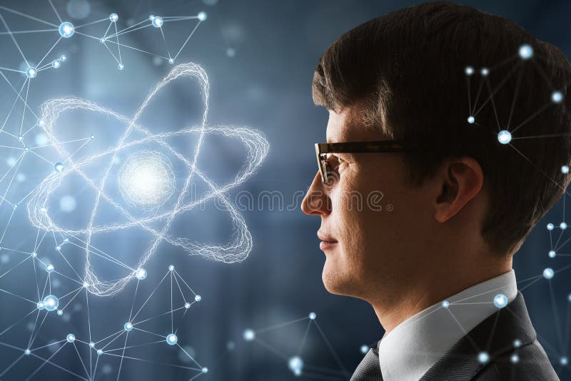 Man with atom stock image. Image of handsome, concept - 119884781