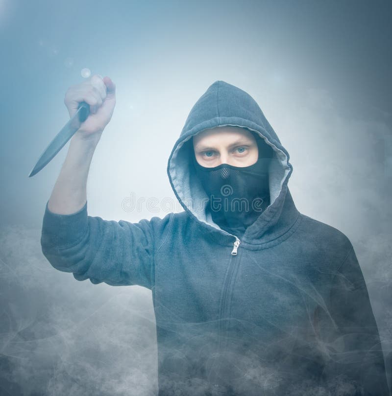 Man attack with knife stock image. Image of murder, balaclava - 84428365
