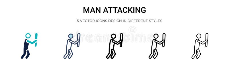 Man Attacking Icon in Filled, Thin Line, Outline and Stroke Style ...