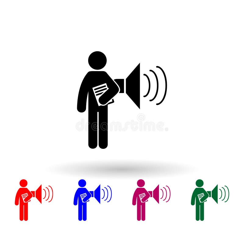 Man with Audio Degree Multi Color Icon. Simple Glyph, Flat Vector of ...