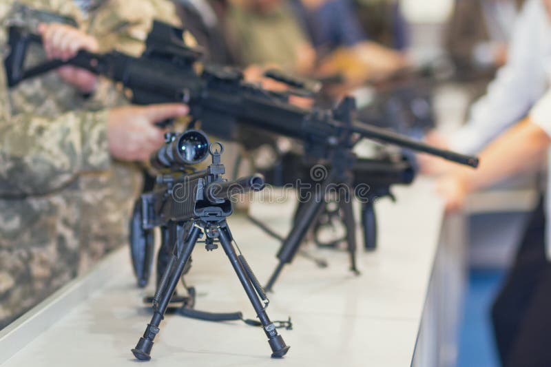 Man with an Automatic Rifle at the Store Counter Stock Image - Image of ...