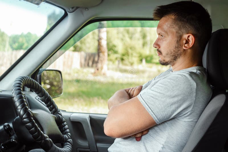 A Man in an Autonomous Car. Self-driving Stock Image - Image of people ...